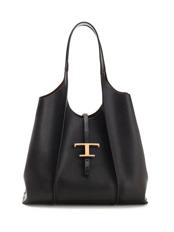 TOD'S T Timeless Medium Shopping Bag - Black