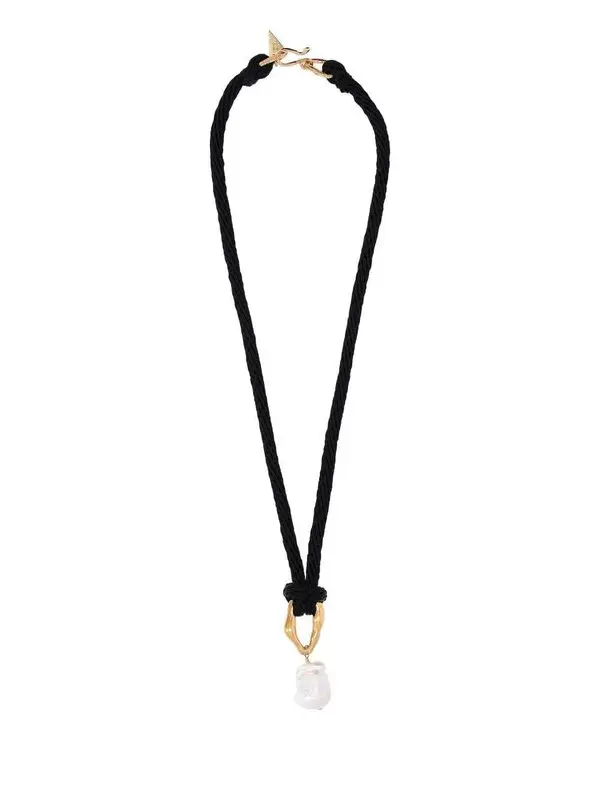 FORTE_FORTE Necklace With Pearl Pendant - Black