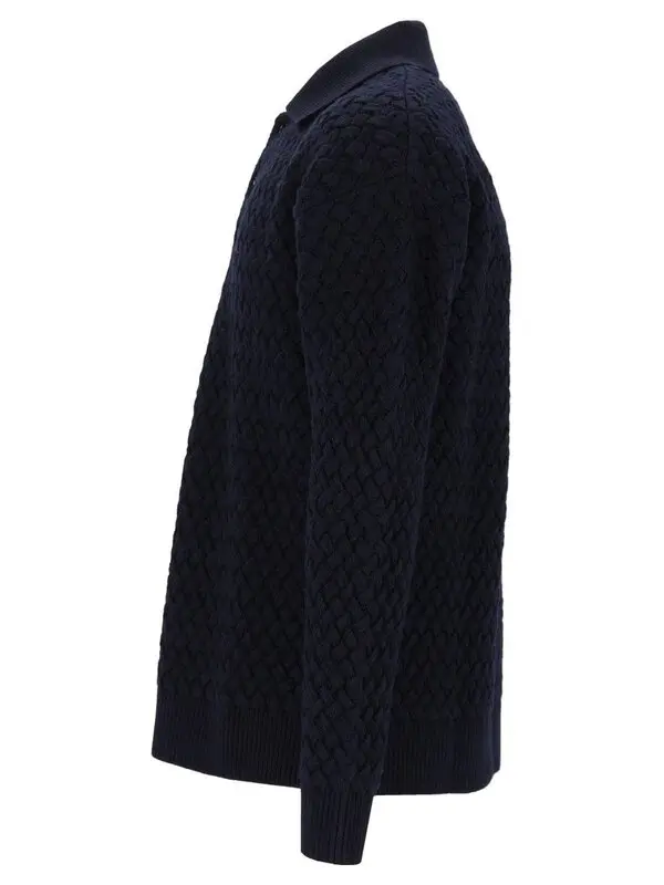 Bottega Veneta Woven Wool Polo Shirt
