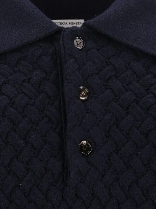 Bottega Veneta Woven Wool Polo Shirt