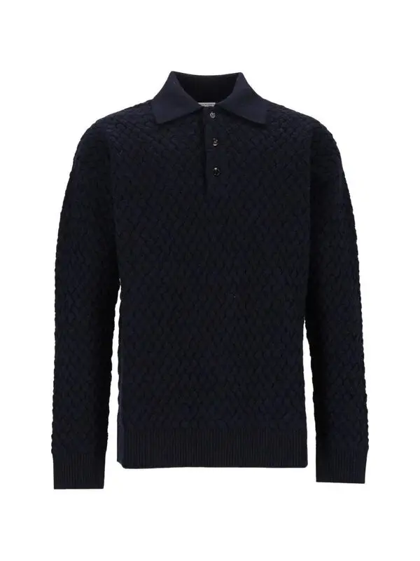 Bottega Veneta Woven Wool Polo Shirt