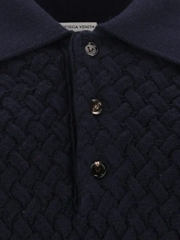 Bottega Veneta Woven Wool Polo Shirt