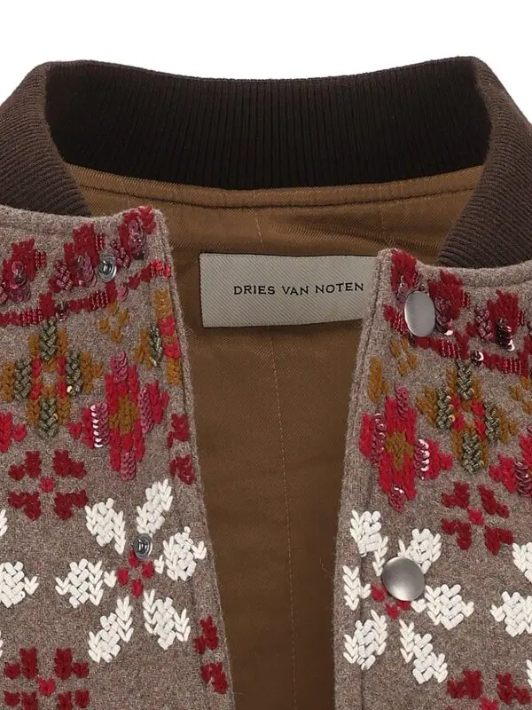 Dries Van Noten Valtor Bomber Jacket In Wool Blend