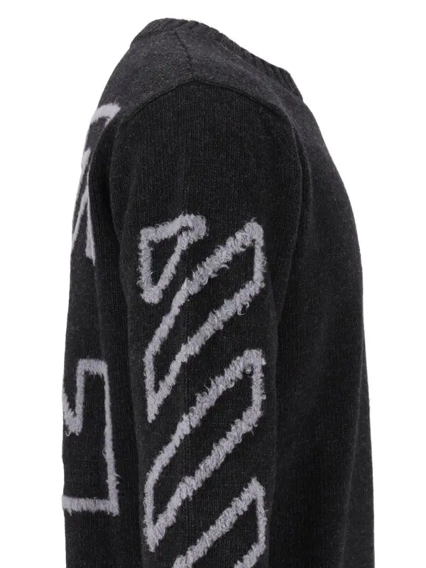 Off-White The Diagonal Arrow Fuzzy Crew Neck Sweater
