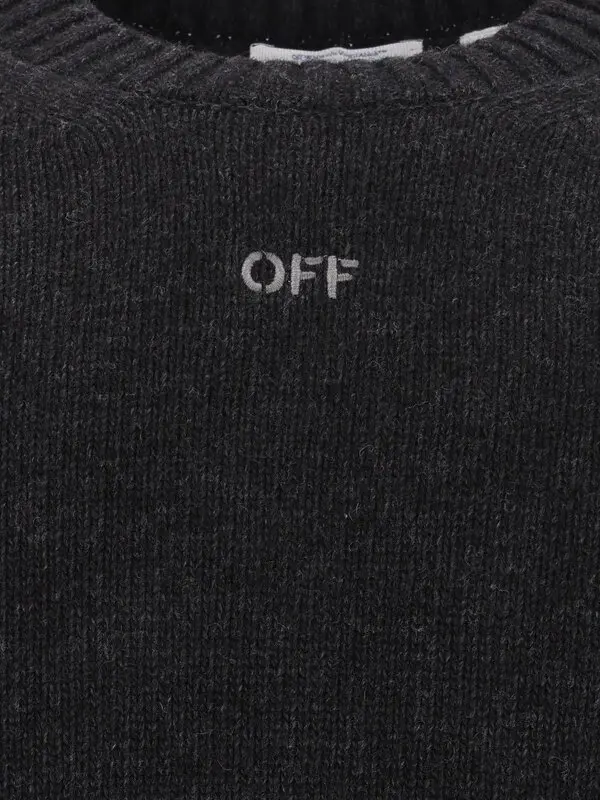 Off-White The Diagonal Arrow Fuzzy Crew Neck Sweater - Gray