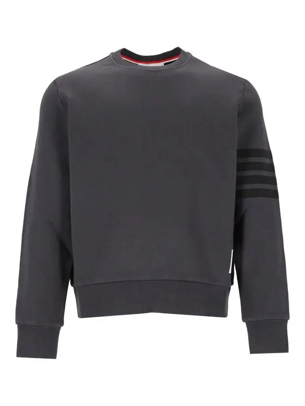 Thom Browne Bar Cotton Jersey Sweatshirt - Gray