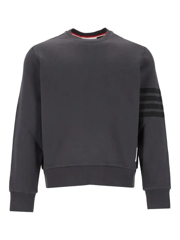 Thom Browne Bar Cotton Jersey Sweatshirt - Gray
