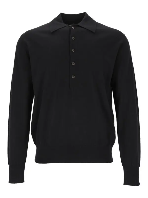 Dries Van Noten Muano Wool Polo Shirt - Black