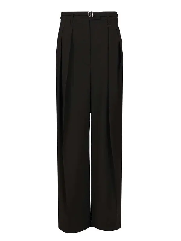 Sportmax Wide-leg Trousers In Stretch Wool - Black
