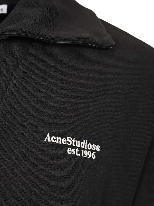 Acne Studios Half-zip Sweatshirt With Logo - Black