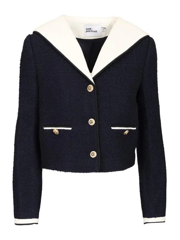 SELF-PORTRAIT Bouclé Jacket - Blue