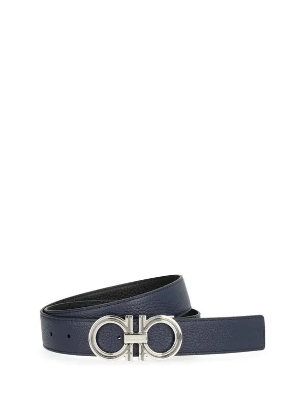 FERRAGAMO Reversible And Adjustable Gancini Belt - Blue
