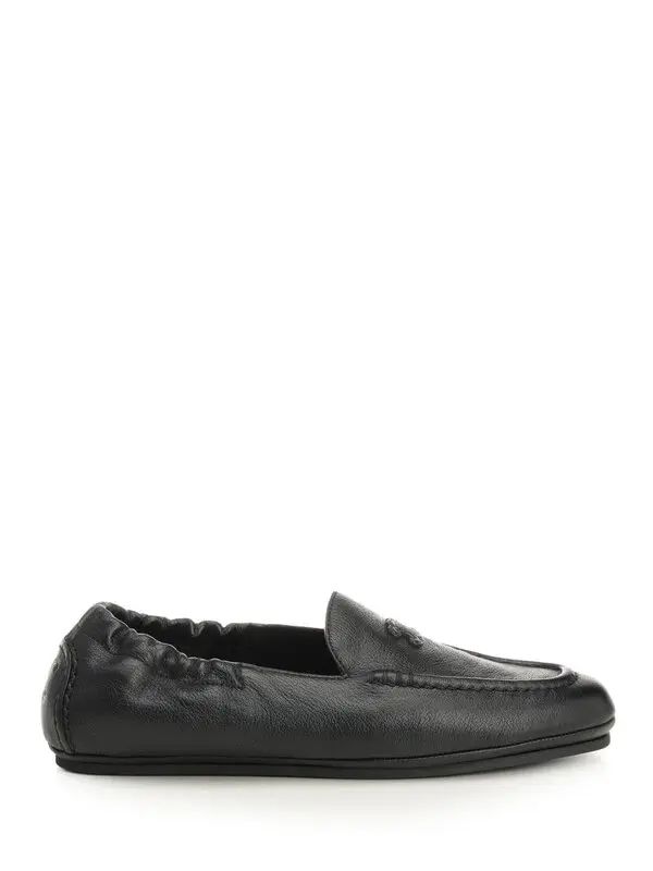 Celine Loafer With Triomphe Goatskin - Black