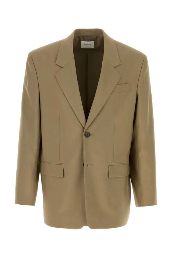 Saint Laurent Khaki Wool Blend Blazer - Green