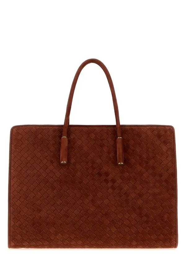 Bottega Veneta Brown Suede Barbara Shopping Bag - Red