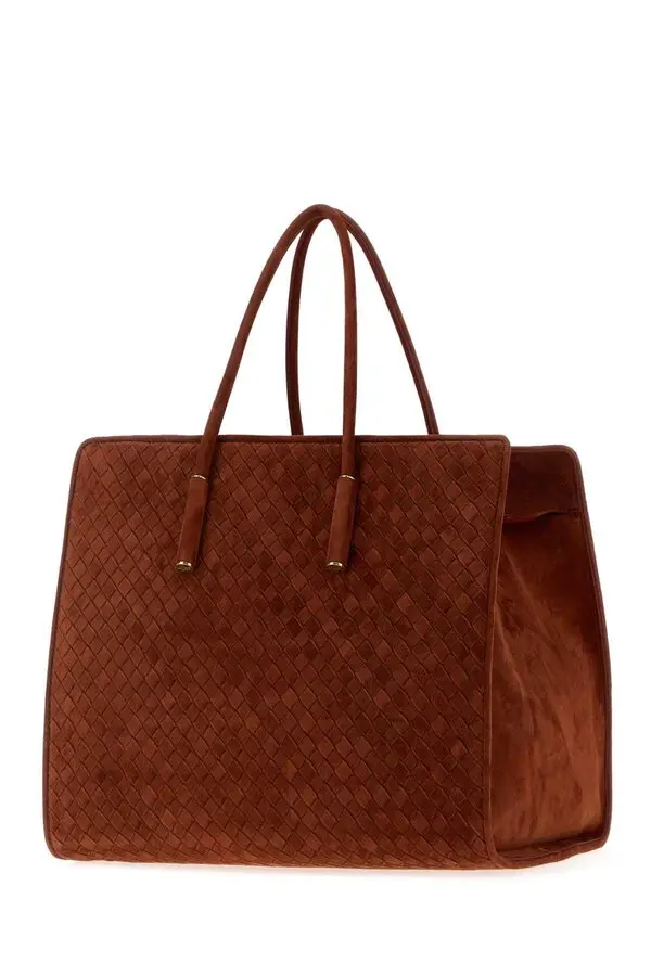 Bottega Veneta Brown Suede Barbara Shopping Bag - Red