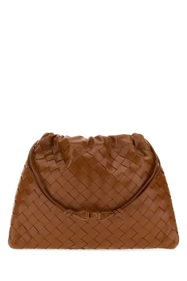 Bottega Veneta Camel Leather Medium Clutch - Brown