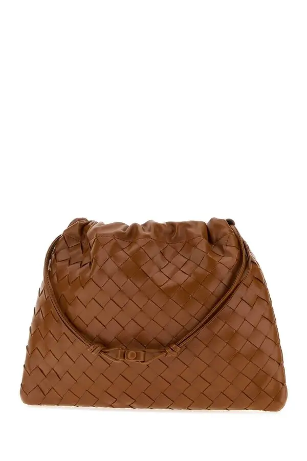 Bottega Veneta Camel Leather Medium Clutch
