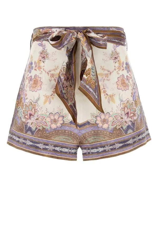 Zimmermann Printed Linene Luna Shorts - Multicolor