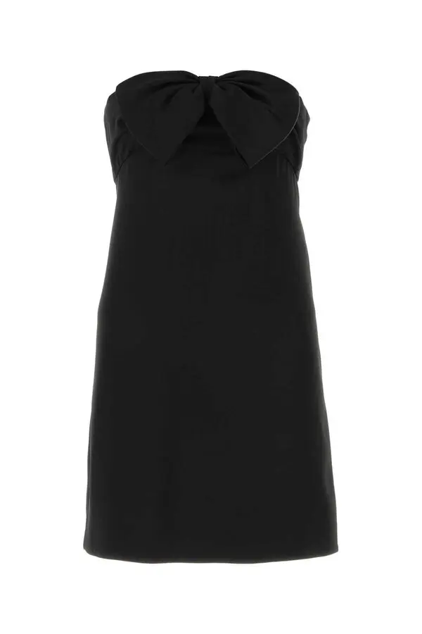Saint Laurent Satin Mini Dress - Black