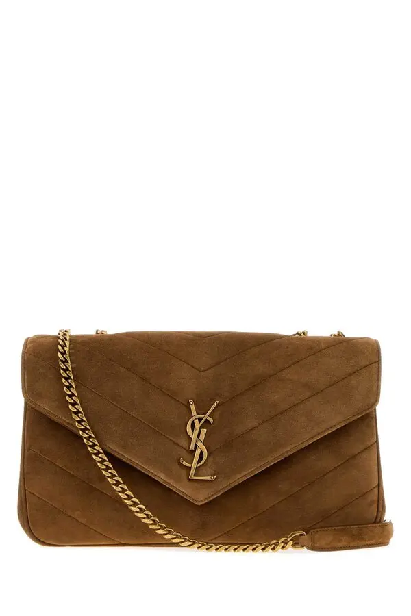 Saint Laurent Caramel Suede Medium Loulou Shoulder Bag - Brown