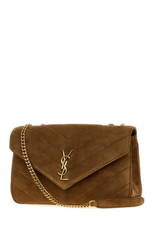 Saint Laurent Caramel Suede Medium Loulou Shoulder Bag - Brown
