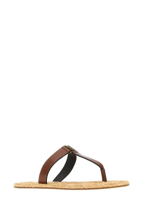 Saint Laurent Leather Babylone Thong Slippers