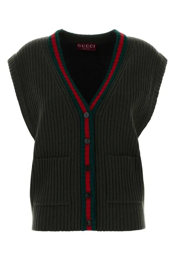 Gucci Bottle Wool Vest - Green