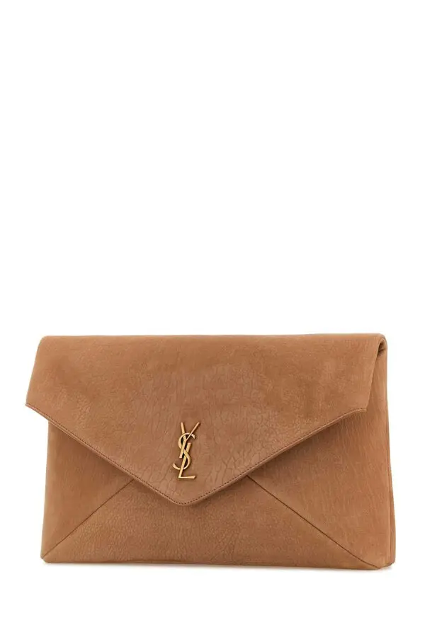 Saint Laurent Antiqued Suede Envelope Clutch - Pink