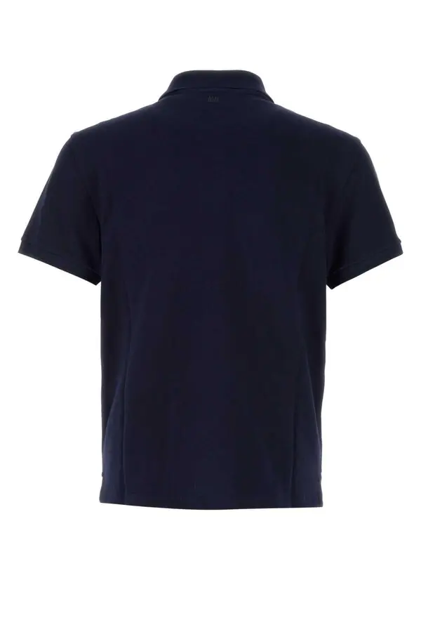 AMI Paris Navy Piquet Polo Shirt