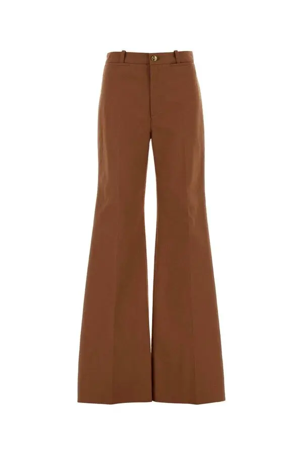 Chloé Pantalone Dalla Gamba Ampia In Cotone Mattone - Red
