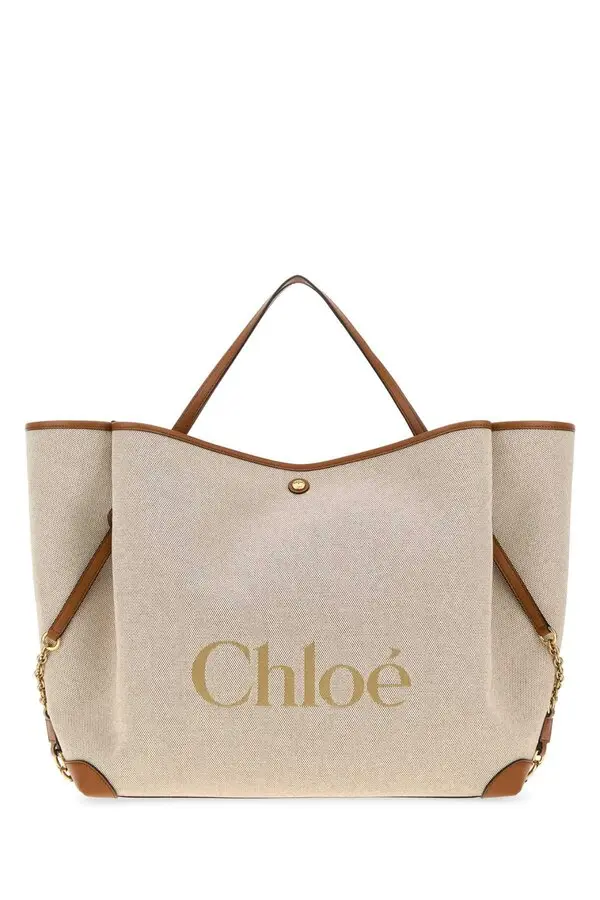 Chloé Beige Canvas Clover Shopping Bag - Brown