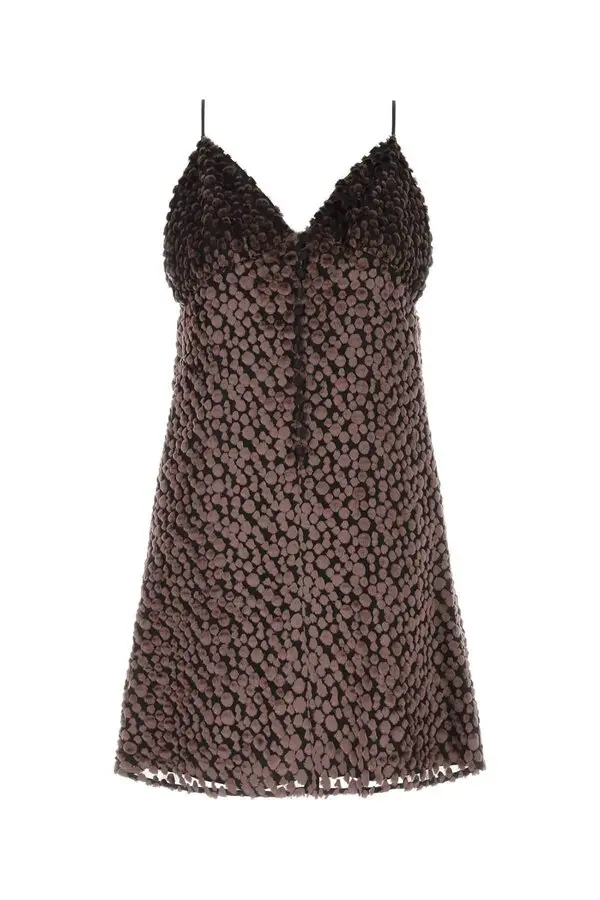 Saint Laurent Two-tone Velvet Mini Dress - Multicolor