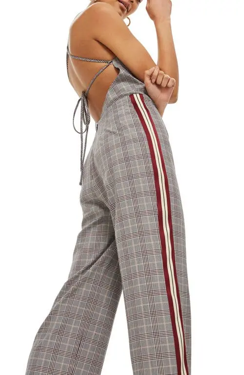 Topshop Sleeveless Check Stripe Jumpsuit