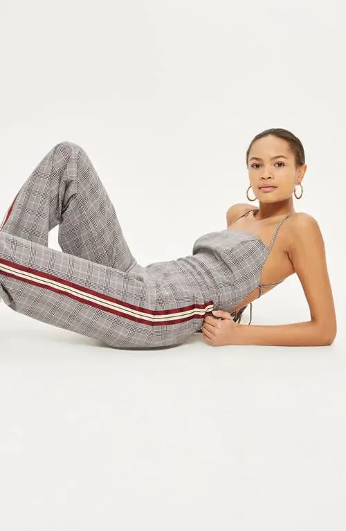 Topshop Sleeveless Check Stripe Jumpsuit