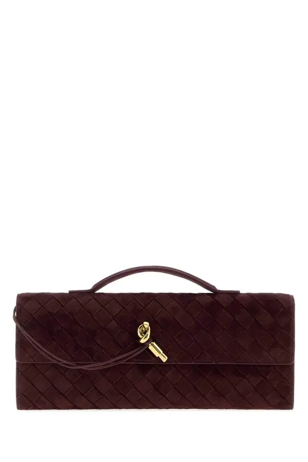 Bottega Veneta Burgundy Suede Andiamo Handbag - Red