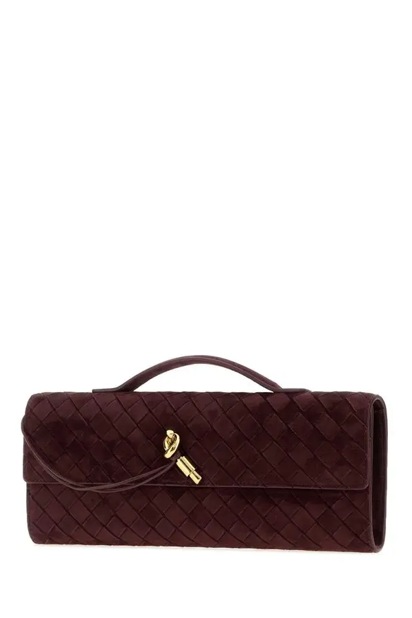 Bottega Veneta Burgundy Suede Andiamo Handbag - Red