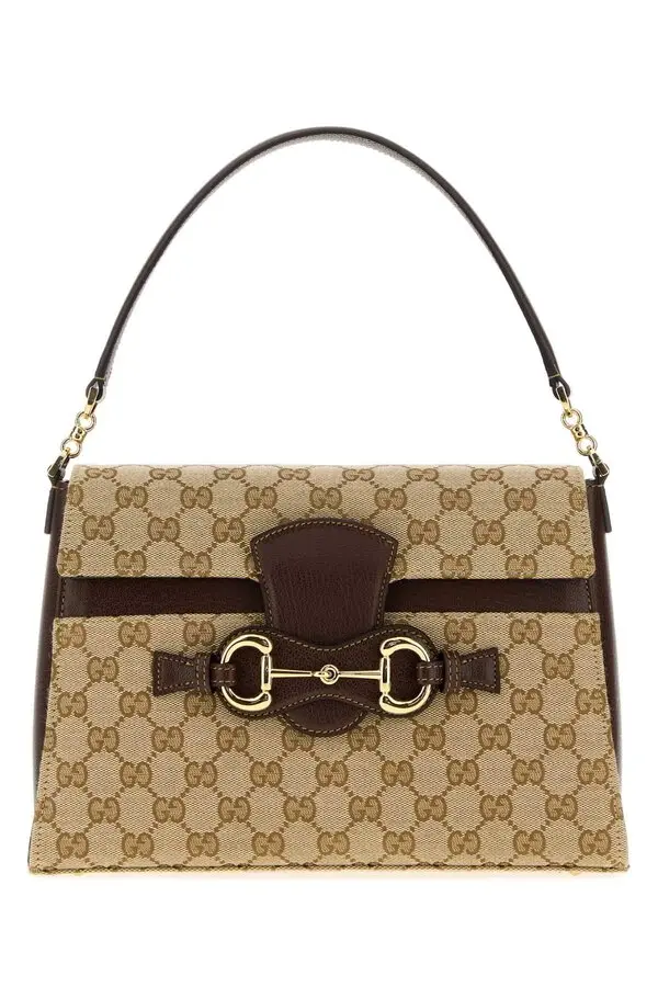 Gucci Gg Fabric Medium Horsebit Duomo Shoulder Bag