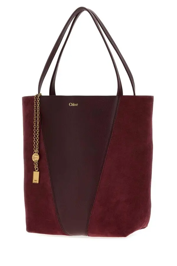 Chloé Burgundy Leather And Suede Spin Shopping Bag - Red