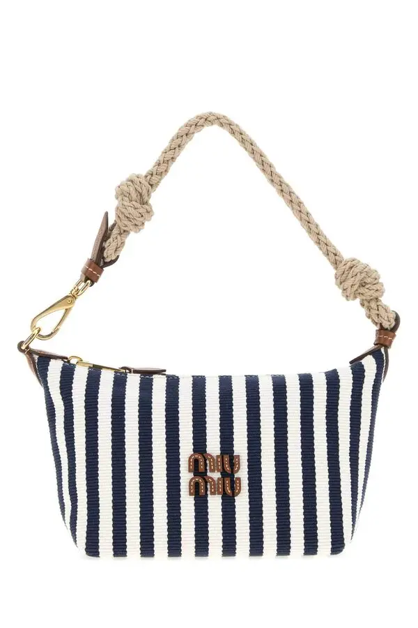 Miu Miu Embroidered Canvas Shoulder Bag