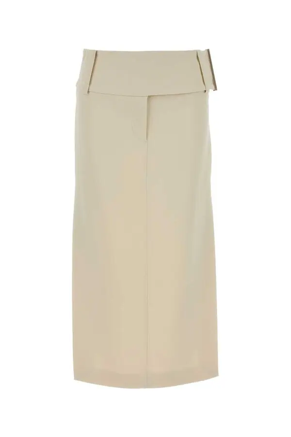 Sportmax Ivory Stretch Viscose Fronda Skirt - White