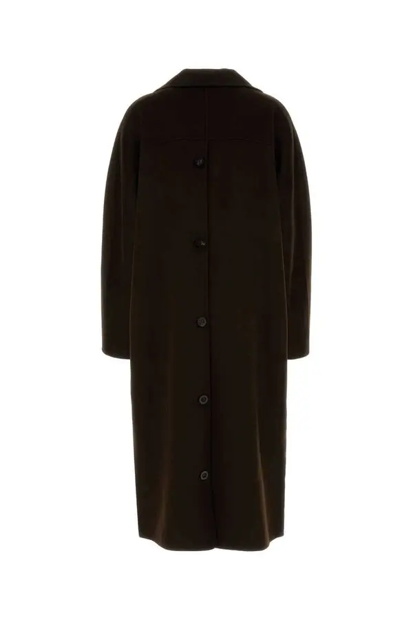 LISA YANG Chocolate Wool Blend Coat