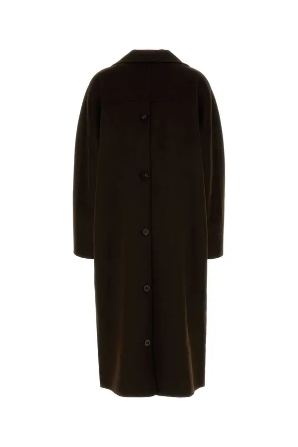 LISA YANG Chocolate Wool Blend Coat