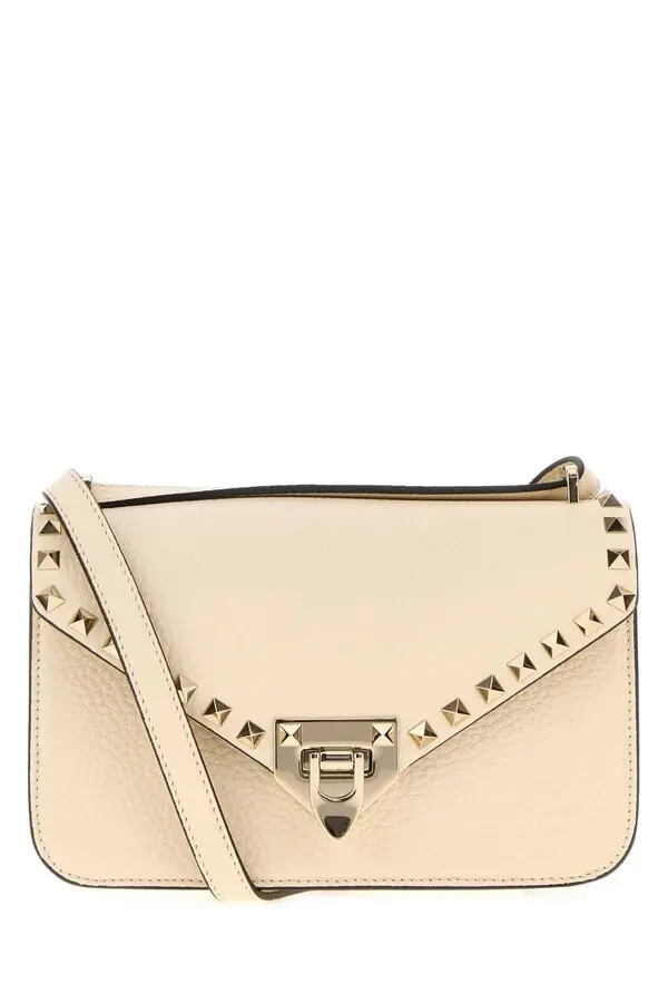 Valentino Garavani Ivory Leather Rockstud Crossbody Bag - White
