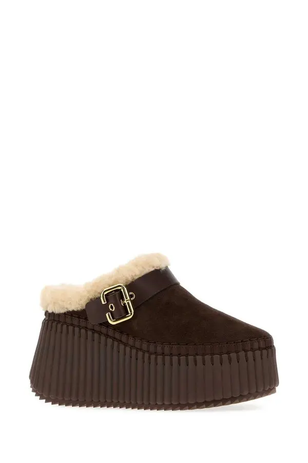 Chloé Dark Suede Nama Slippers