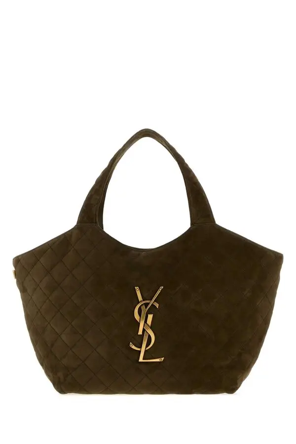 Saint Laurent Mud Suede Medium Icare Shopping Bag - Brown