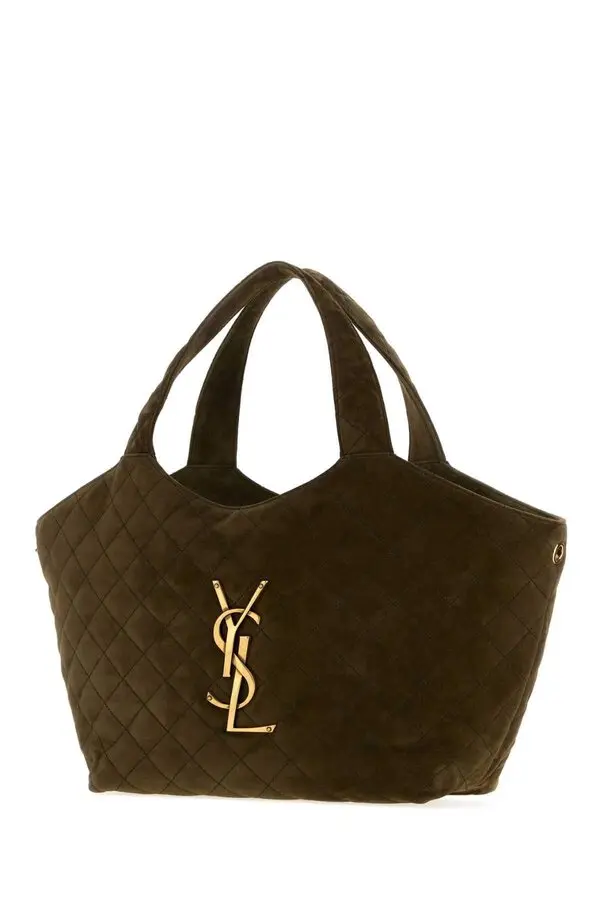 Saint Laurent Mud Suede Medium Icare Shopping Bag - Brown