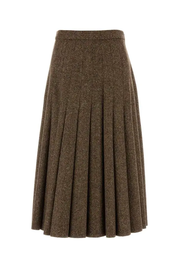 Brunello Cucinelli Melange Wool Blend Skirt