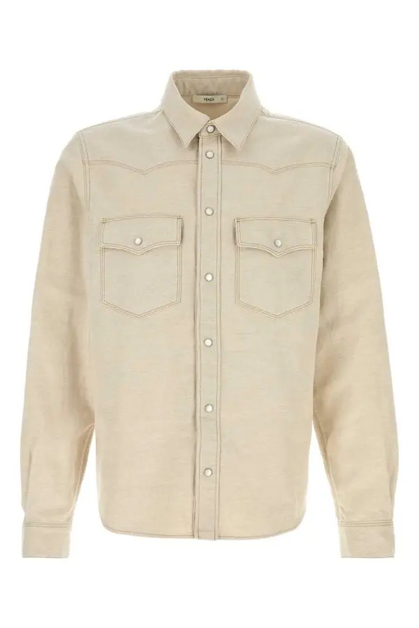 Fendi Sand Denim Shirt - Brown