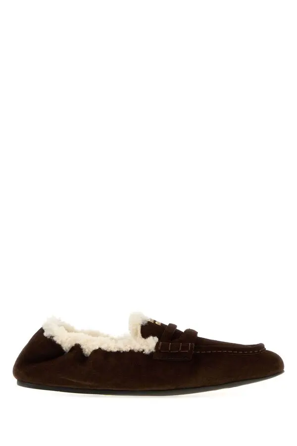 Miu Miu Dark Suede Loafers - Brown